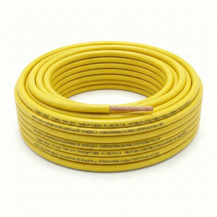 Cable THHW Calibre 10 AWG Amarillo, Rollo 100m, Sigma — ElectriCaracas
