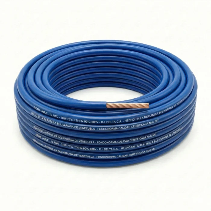 Cable THHW Calibre 10 AWG Azul, Rollo 100m, Sigma — ElectriCaracas