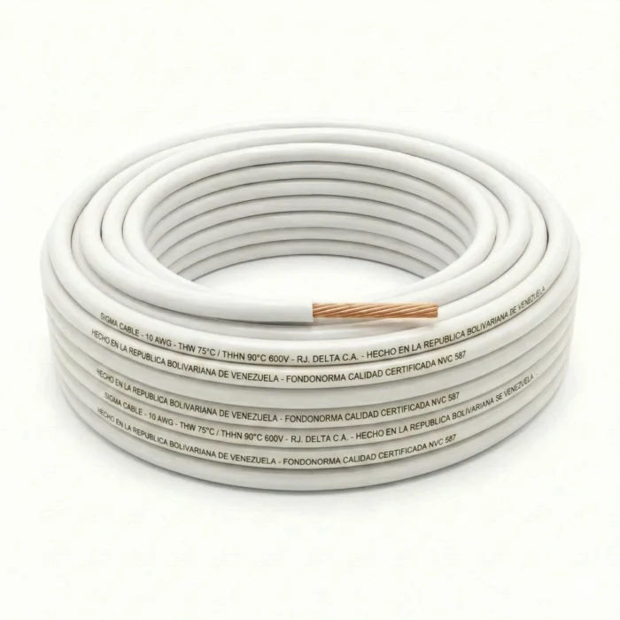 Cable THHW Calibre 10 AWG Blanco, Rollo 100m, Sigma — ElectriCaracas