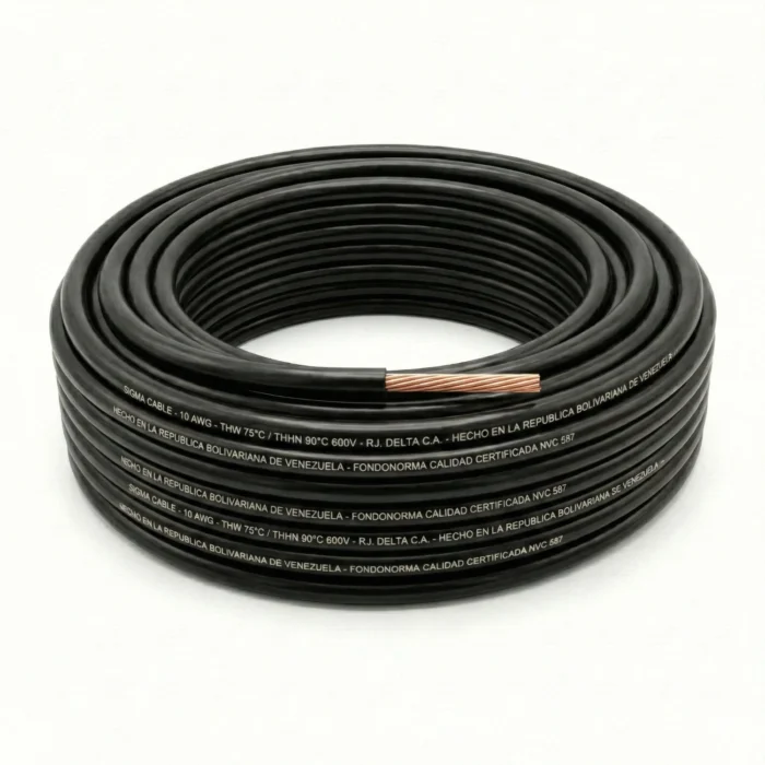 Cable THHW Calibre 10 AWG Negro, Rollo 100m, Sigma | ElectriCaracas