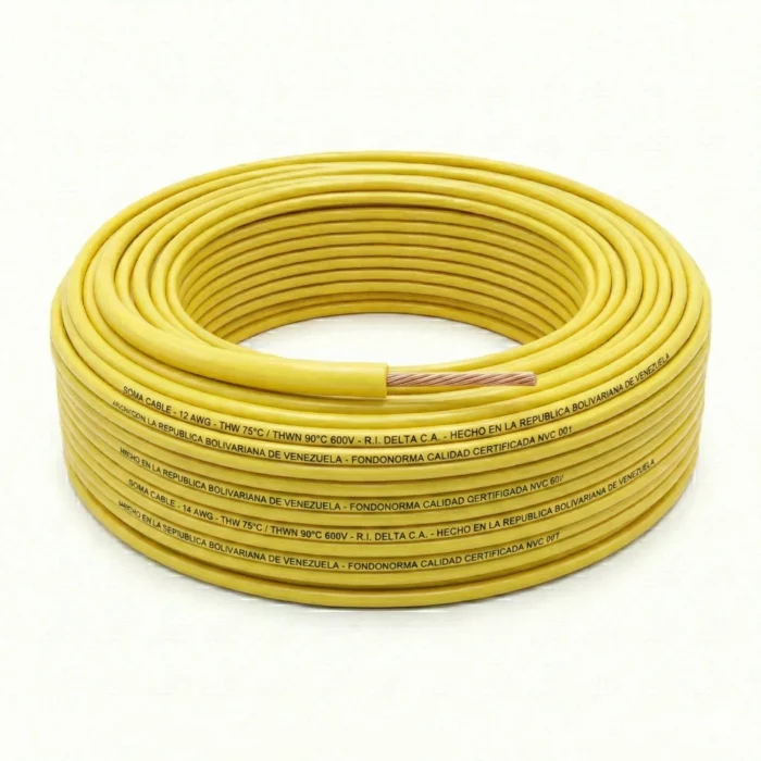 Cable THHW Calibre 12 AWG Amarillo, Rollo 100m, Sigma — ElectriCaracas