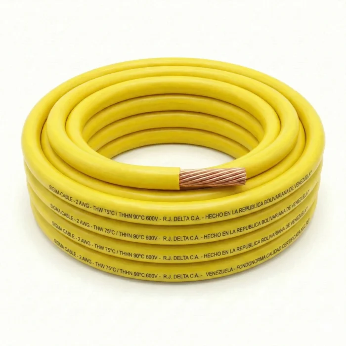 Cable THHW Calibre 2 AWG Amarillo, Rollo 100m, Sigma — ElectriCaracas