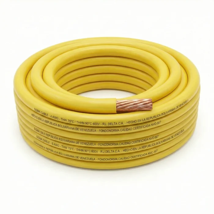 Cable THHW Calibre 4 AWG Amarillo, Rollo 100m, Sigma | ElectriCaracas