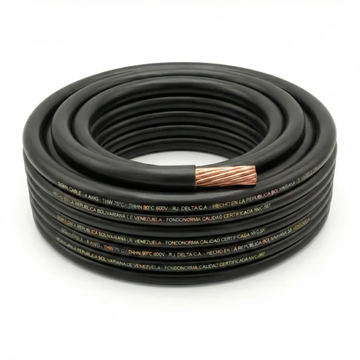 Cable THHW Calibre 4 AWG Negro, Rollo 100m, Sigma | ElectriCaracas