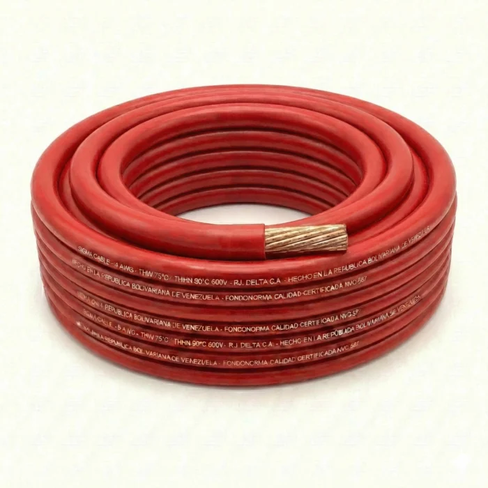 Cable THHW Calibre 4 AWG Rojo, Rollo 100m, Sigma — ElectriCaracas