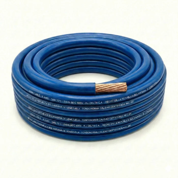 Cable THHW Calibre 6 AWG Azul, Rollo 100m, Sigma — ElectriCaracas