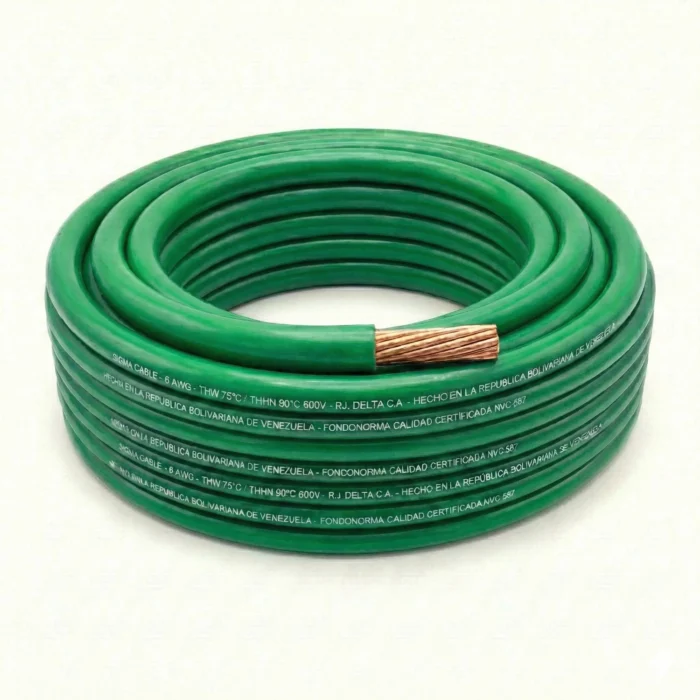 Cable THHW Calibre 6 AWG Verde, Rollo 100m, Sigma — ElectriCaracas