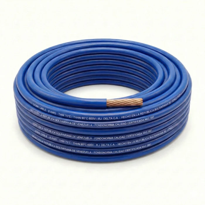Cable THHW Calibre 8 AWG Azul, Rollo 100m, Sigma — ElectriCaracas