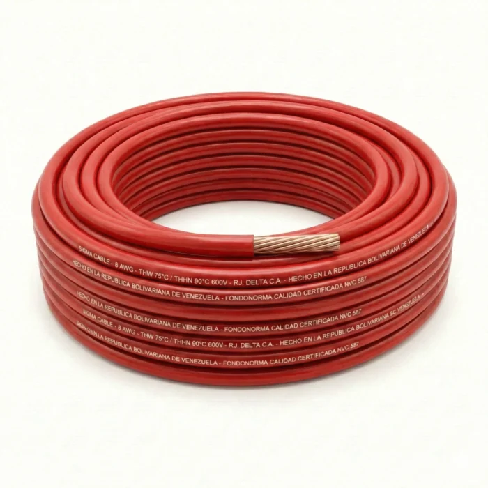 Cable THHW Calibre 8 AWG Rojo, Rollo 100m, Sigma — ElectriCaracas