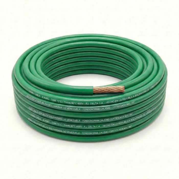 Cable THHW Calibre 8 AWG Verde, Rollo 100m, Sigma — ElectriCaracas