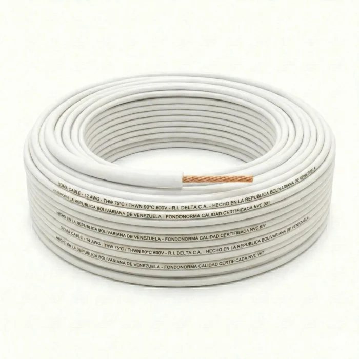 Cable THHW Calibre 12 AWG Blanco, Rollo 100m, Sigma | ElectriCaracas