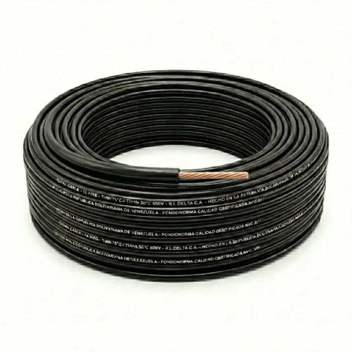 Cable THHW Calibre 12 AWG Negro, Rollo 100m, Sigma — ElectriCaracas