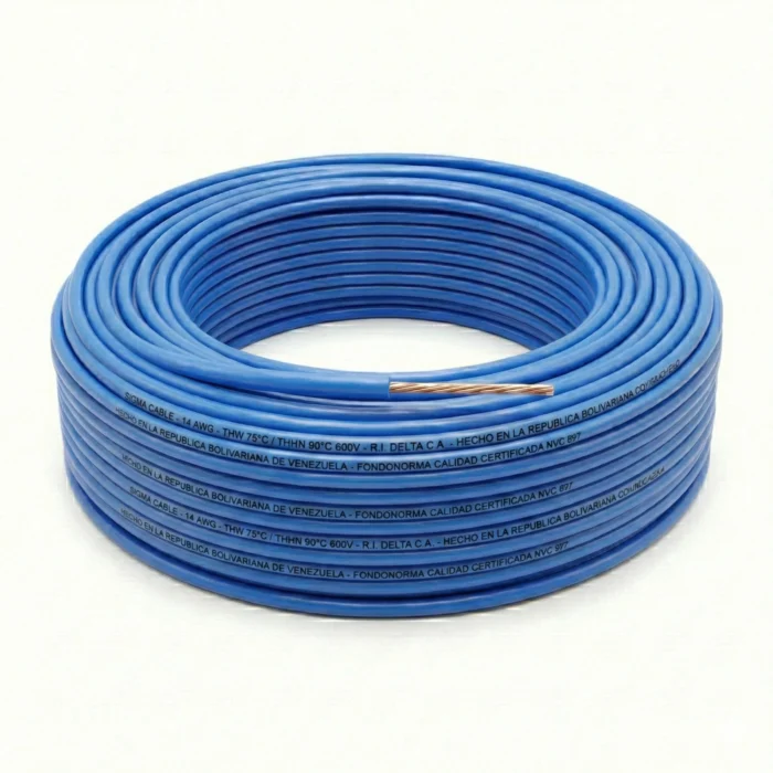 Cable THHW Calibre 14 AWG Azul, Rollo 100m, Sigma — ElectriCaracas