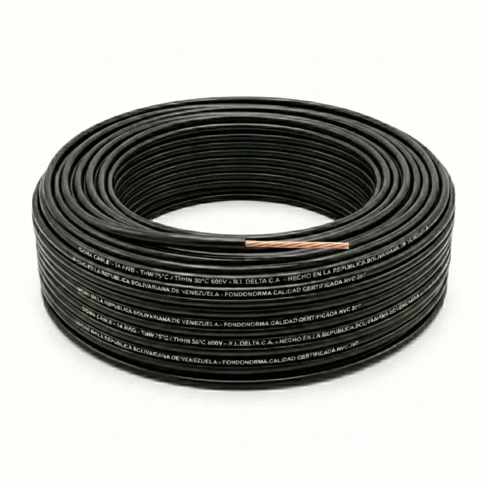 Cable THHW Calibre 14 AWG Negro, Rollo 100m, Sigma — ElectriCaracas
