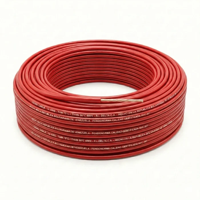 Cable THHW Calibre 14 AWG Rojo, Rollo 100m, Sigma | ElectriCaracas