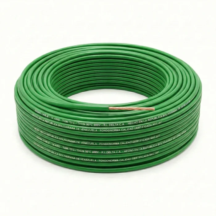 Cable THHW Calibre 14 AWG Verde, Rollo 100m, Sigma — ElectriCaracas