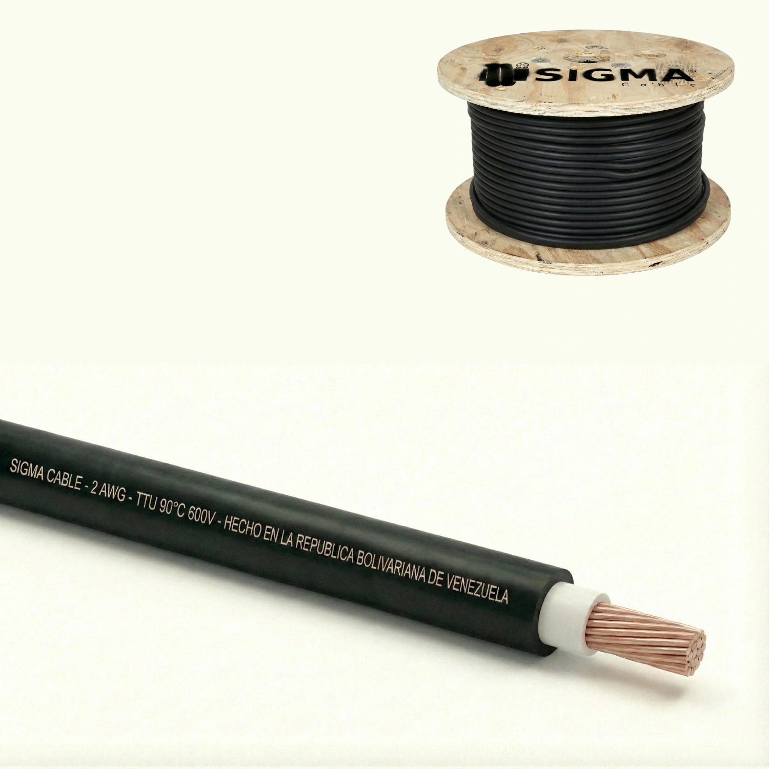 Cable TTU Calibre 2 AWG Negro, 90°, Por Rollo, Sigma — ElectriCaracas